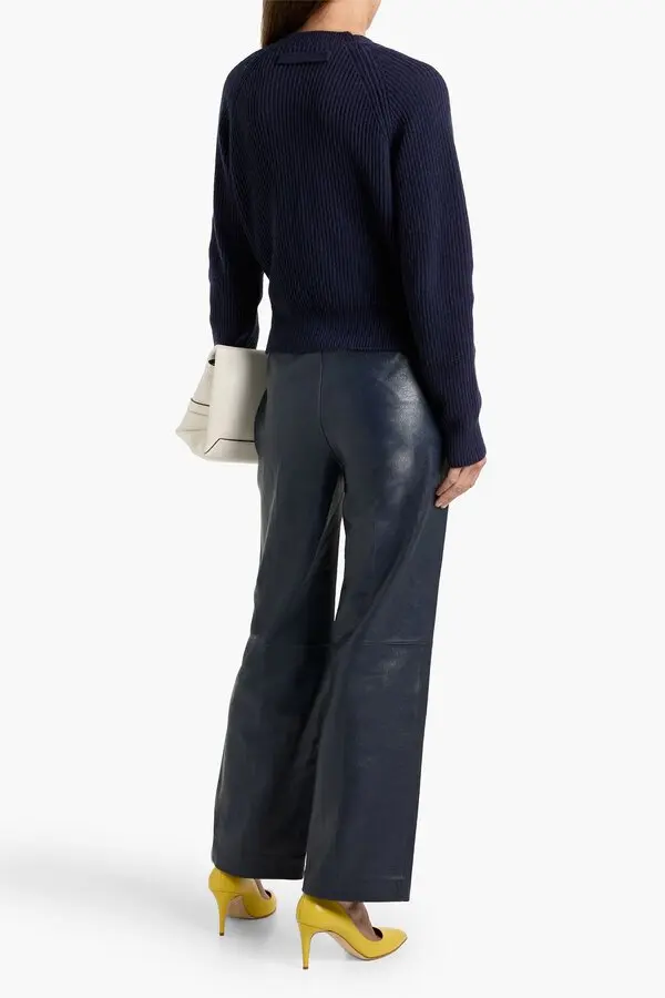 Victoria Beckham Ribbed Wool And Cashmere Blend Cardigan