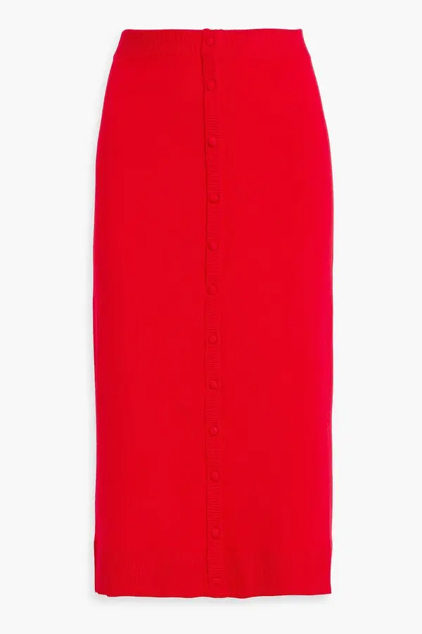 Victoria Beckham Merino Woolblend Midi Pencil Skirt - Red