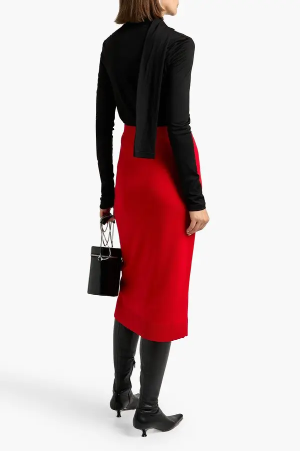 Victoria Beckham Merino Woolblend Midi Pencil Skirt - Red