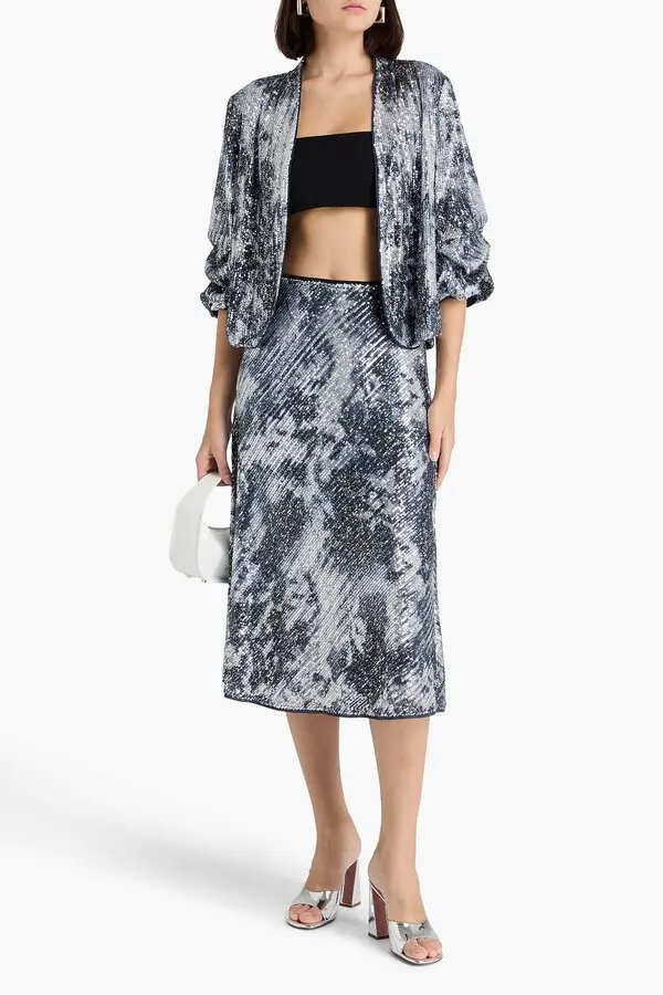 Diane Von Furstenberg Laredo Sequined Printed Tulle Jacket