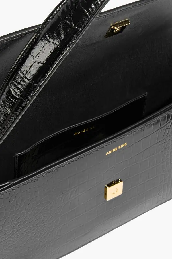 ANINE BING Elly Crocodile-effect Leather Shoulder Bag