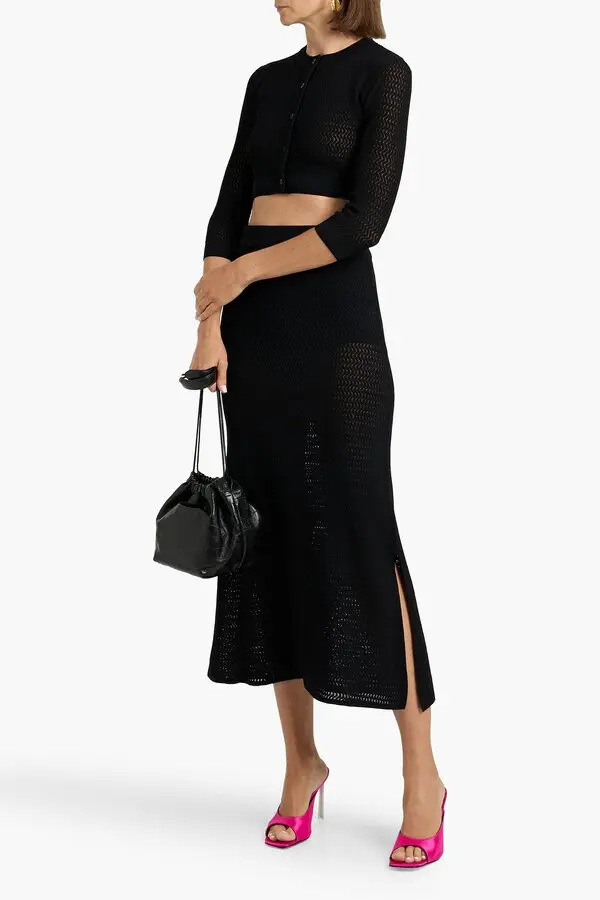 Victoria Beckham Pointelle-knit Midi Skirt