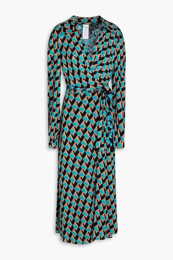 Diane Von Furstenberg Lily Reversible Printed Mesh Midi Wrap Dress