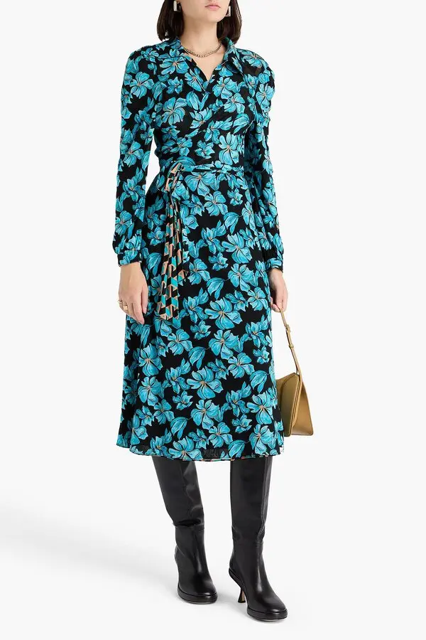 Diane Von Furstenberg Lily Reversible Printed Mesh Midi Wrap Dress