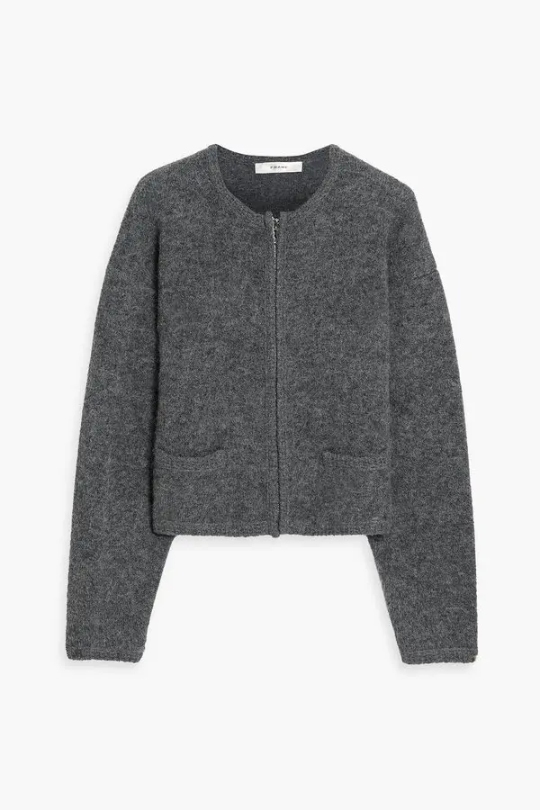 FRAME Crochettrimmed Woolblend Cardigan - Anthracite