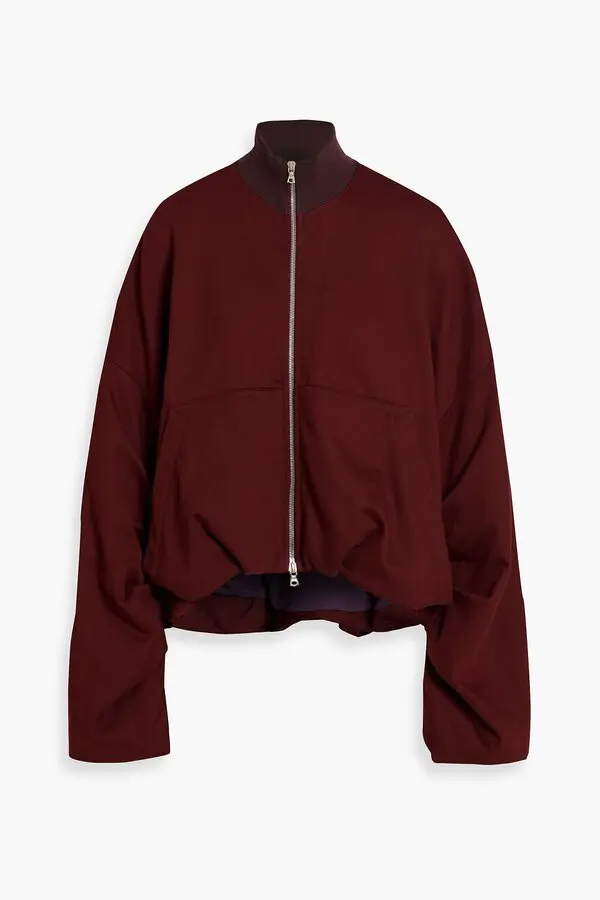Dries Van Noten Oversized Ruched Cotton Jersey Jacket - Plum