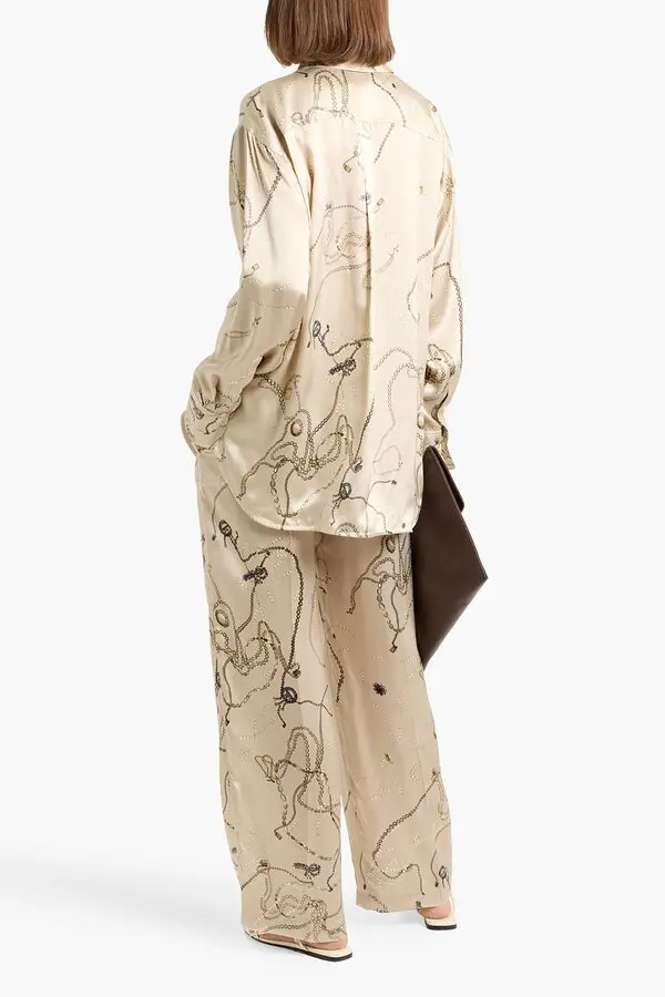 Victoria Beckham Printed Silksatin Wideleg Pants