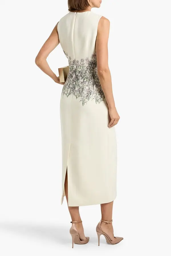 Adam Lippes Ophelia Printed Wool And Silk-blend Midi Dress