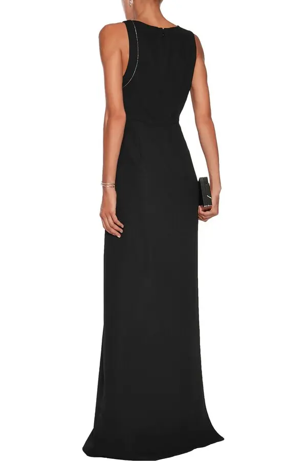 Halston Chainembellished Crepe Gown