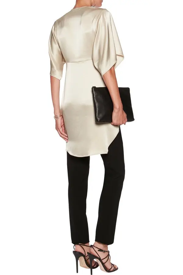 Halston Asymmetric Satin Top