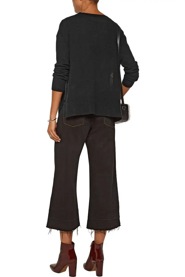 Enza Costa Distressed Wool And Cashmereblend Sweater