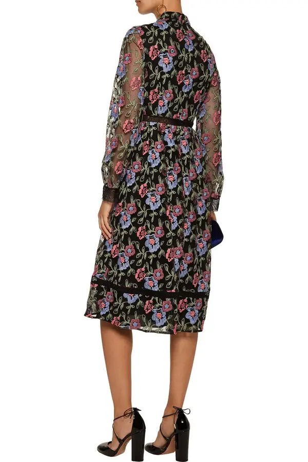 MIKAEL AGHAL Embroidered Floral Tulle Dress