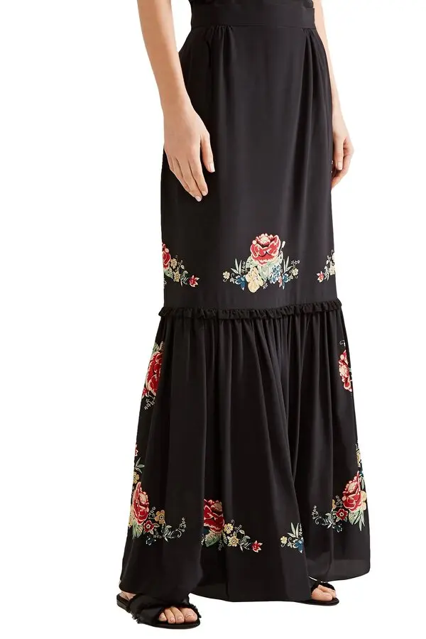 Vilshenko Alenka Printed Silk Maxi Skirt