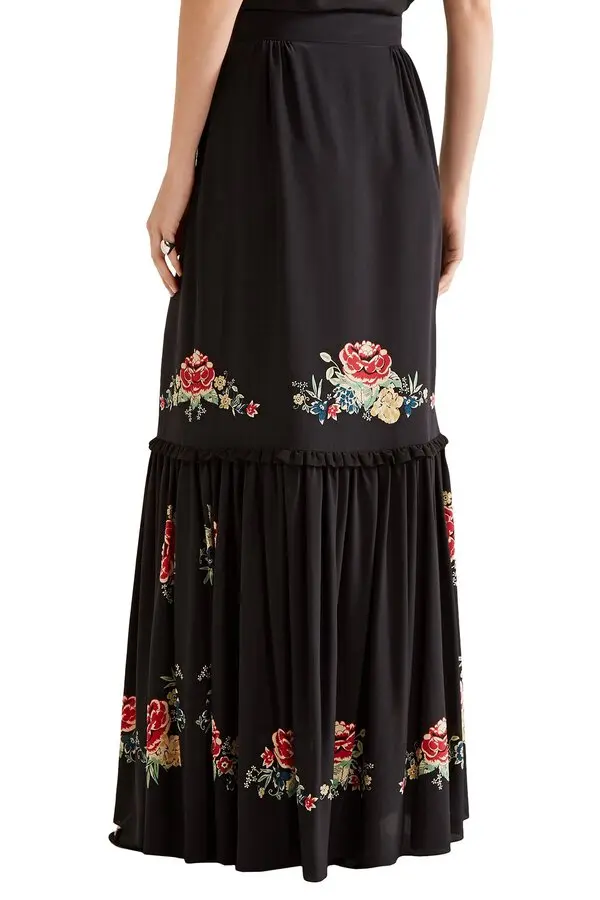 Vilshenko Alenka Printed Silk Maxi Skirt