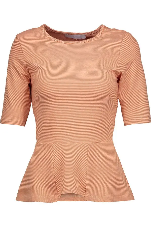 Kain Hatton Striped Stretchmodal Peplum Top - Orange