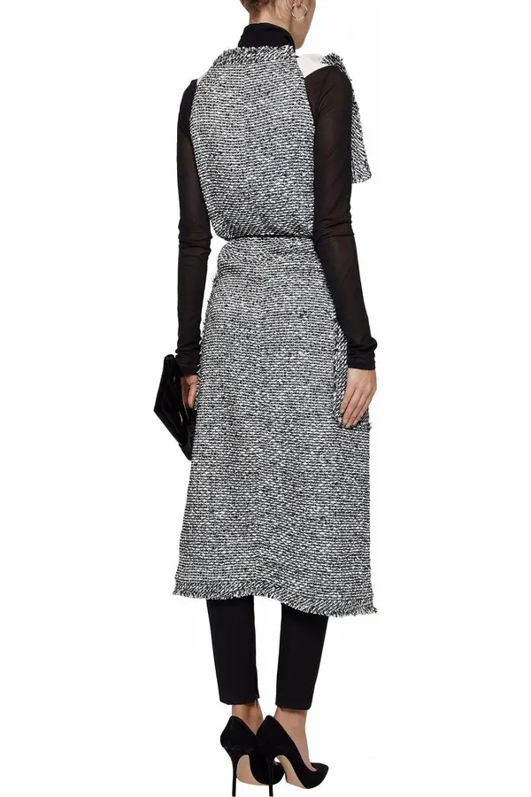 Roland Mouret Belted Frayed Tweed Vest