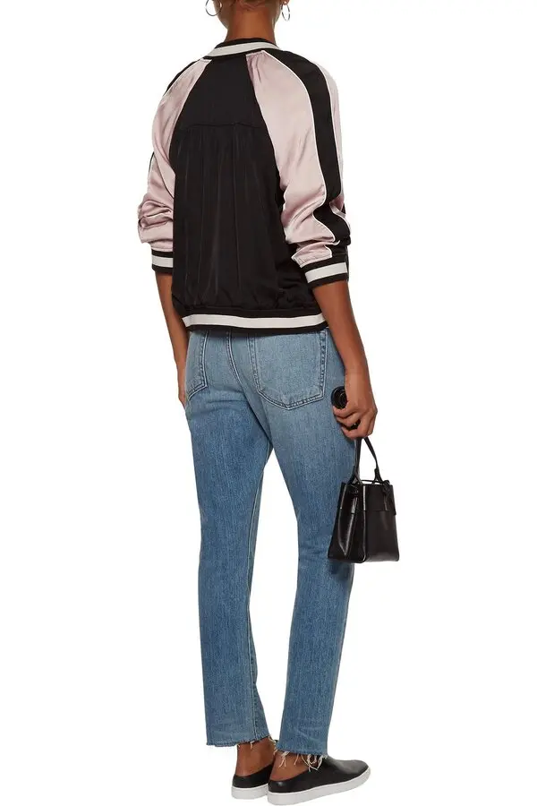 Joie Embroidered Satin Bomber Jacket