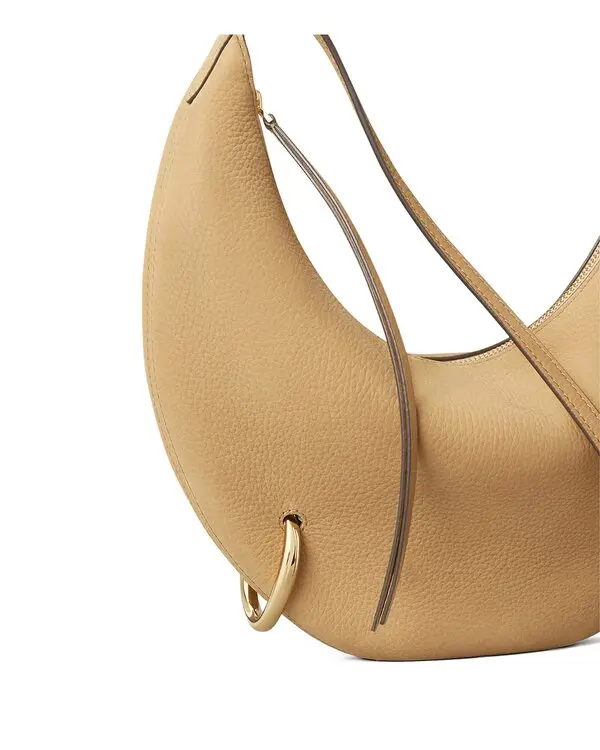 Tory Burch Pierced Nubuck Leather Crossbody Bag - Stone