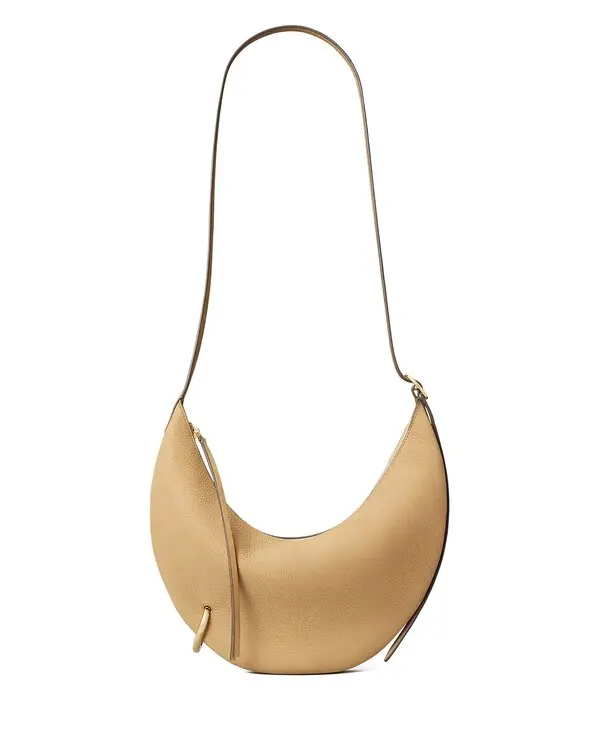 Tory Burch Pierced Nubuck Leather Crossbody Bag - Stone