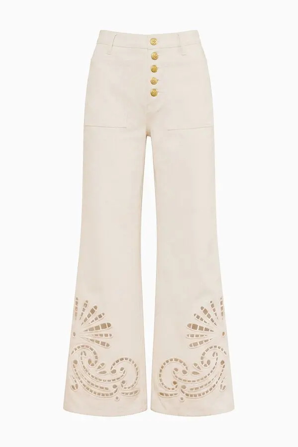 Ulla Johnson Lou Jean With Eyelet Embroidery - Cowrie