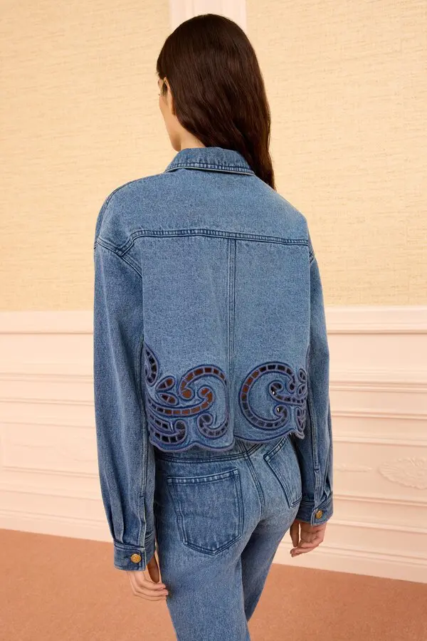 Ulla Johnson Bobbi Embroidered Denim Jacket