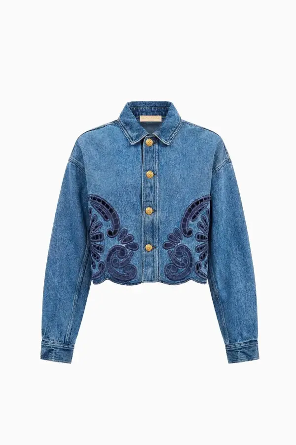 Ulla Johnson Bobbi Embroidered Denim Jacket - River