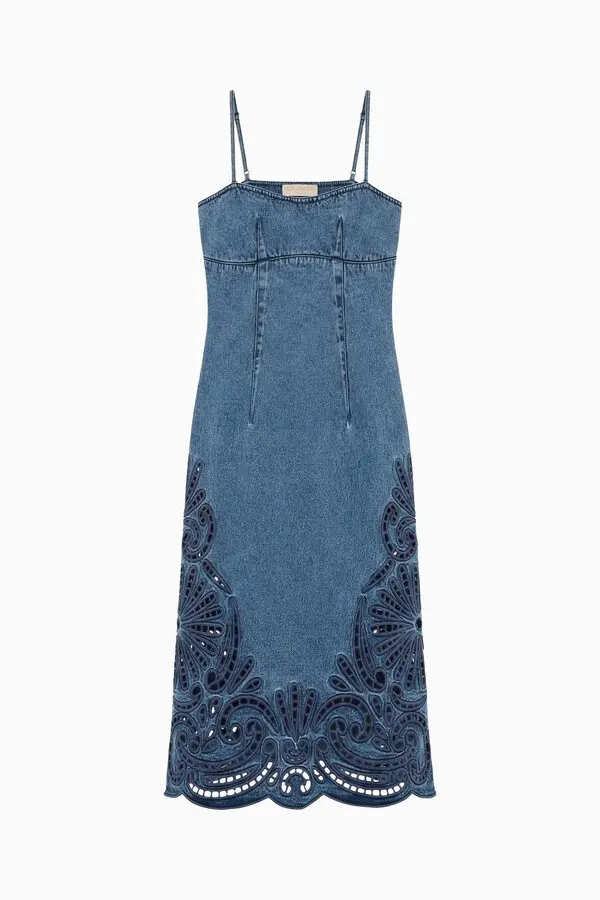 Ulla Johnson Jane Eyelet Denim Midi Dress - River