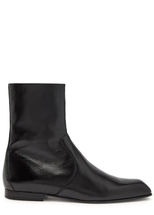 Khaite Leather Ankle Boots With Zip Fastening - Black