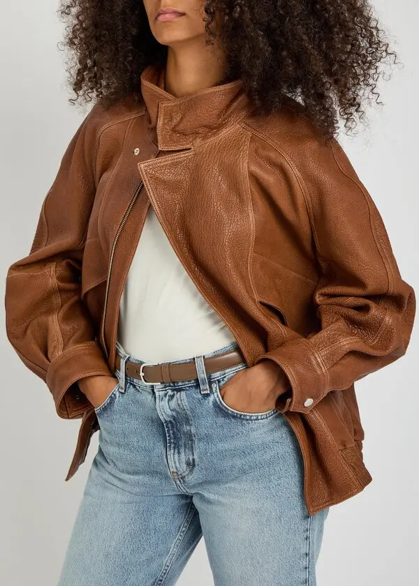 TOTEME Slim Leather Belt - Tan