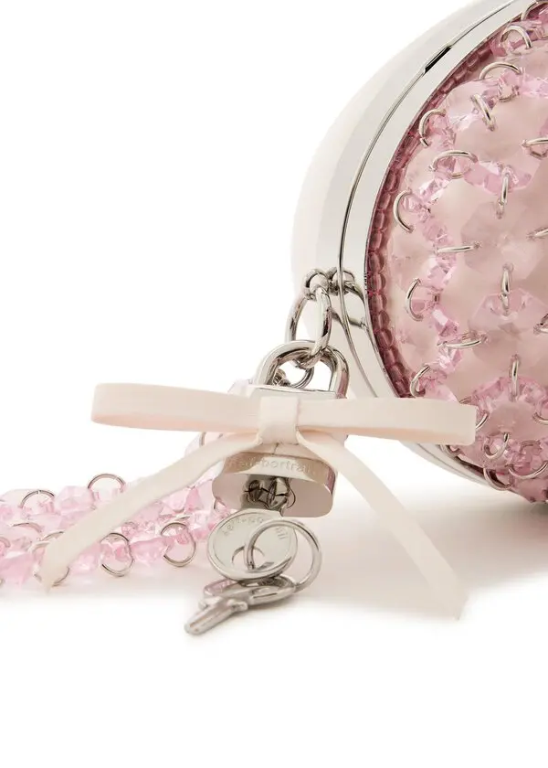SELF-PORTRAIT Oval Crystal-embellished Satin Clutch - Pink