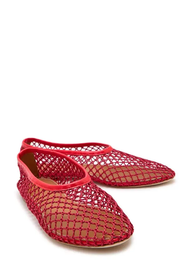Staud Alba Woven Ballet Flats - Red