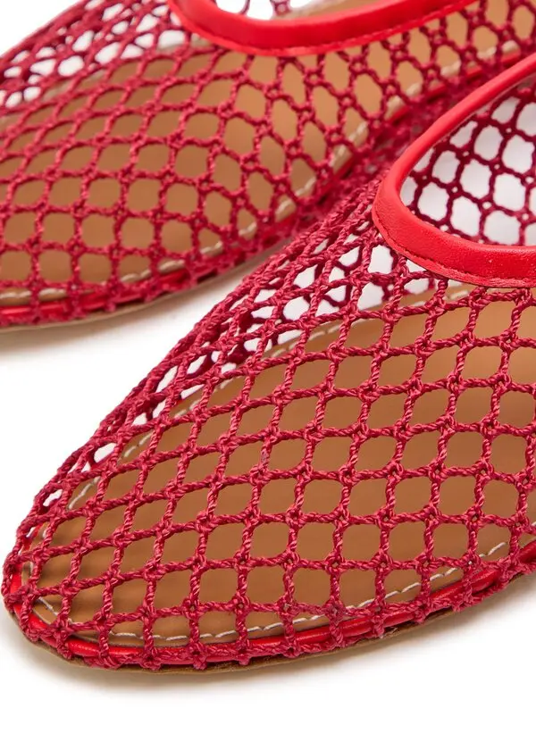 Staud Alba Woven Ballet Flats - Red
