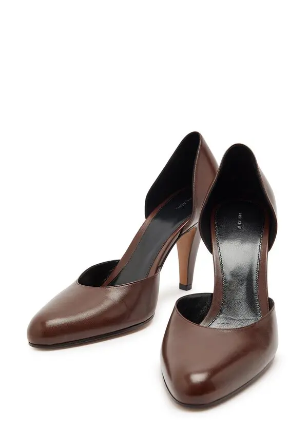 THE ROW Ornella D'orsay 95 Leather Pumps - Brown
