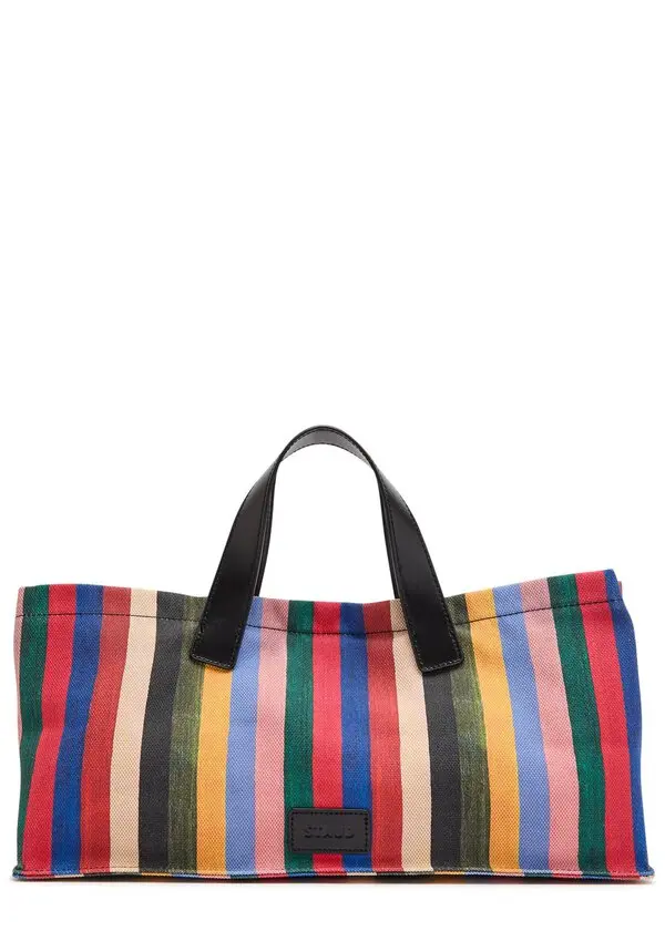 Staud Port Striped Leather And Canvas Tote - Multicoloured 1