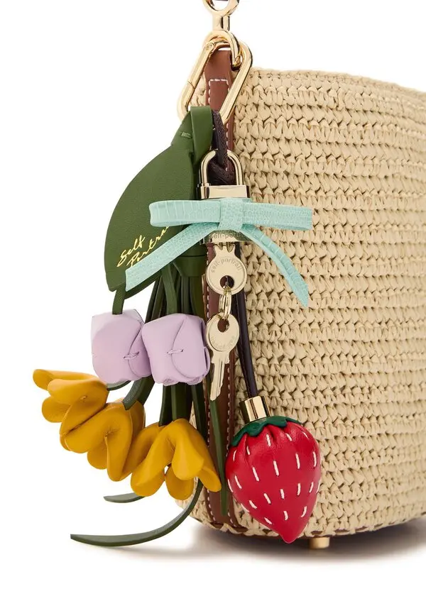 SELF-PORTRAIT Embellished Raffia Bucket Bag