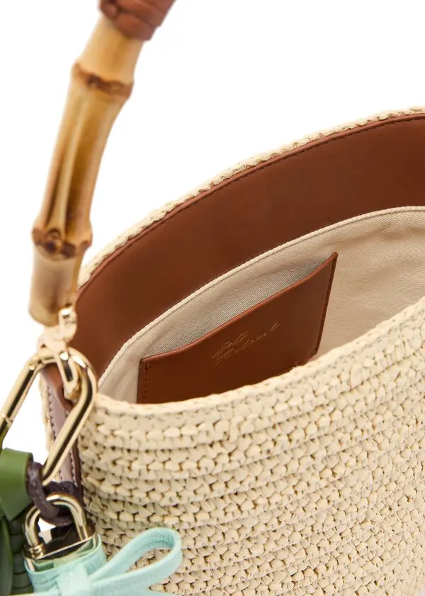 SELF-PORTRAIT Embellished Raffia Bucket Bag