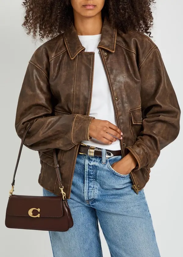 COACH Jet Leather Shoulder Bag - Brown