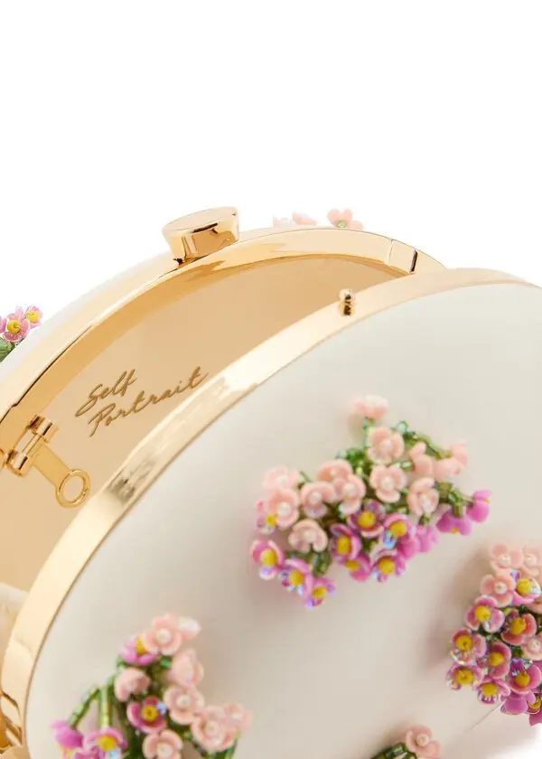 SELF-PORTRAIT Oval Floral Bead-embellished Satin Clutch