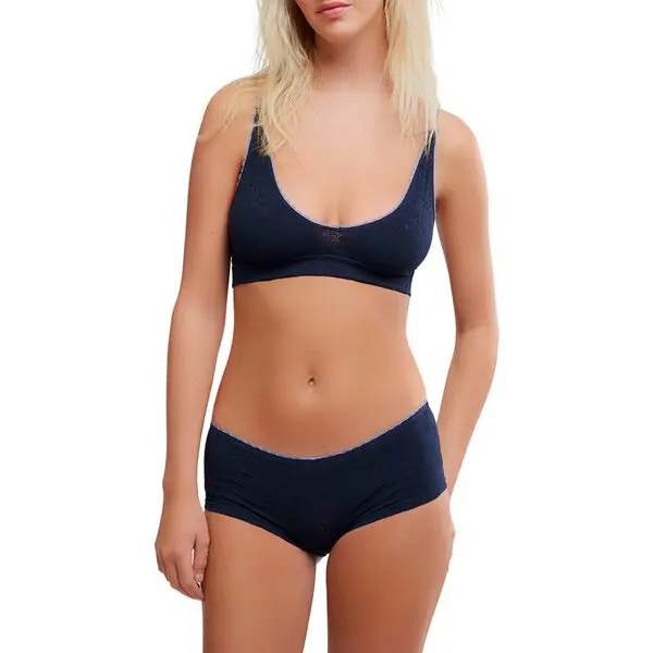 Free People Sweet Point Seamless Low Rise Hipster Panties - Fp Black