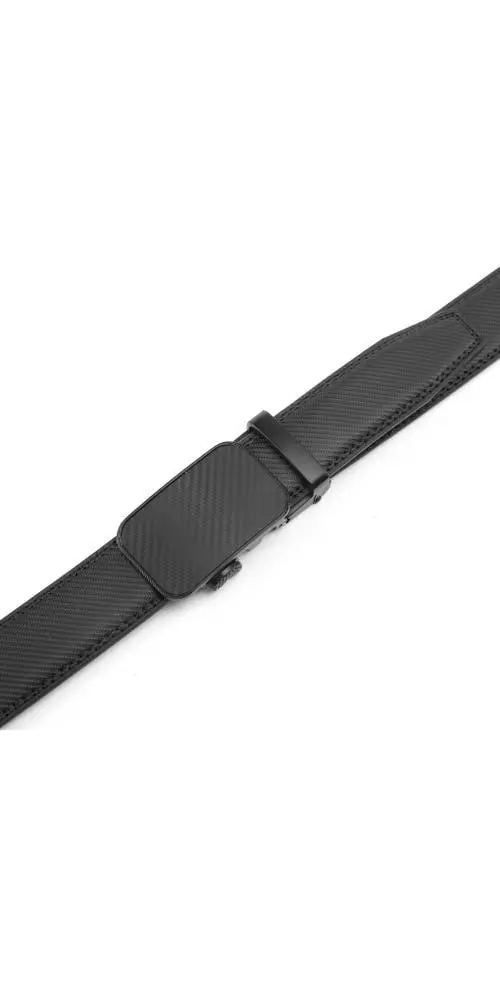 MIO MARINO Classic Adjustable Ratchet Leather Dress Belt - Diagonal Weave-black