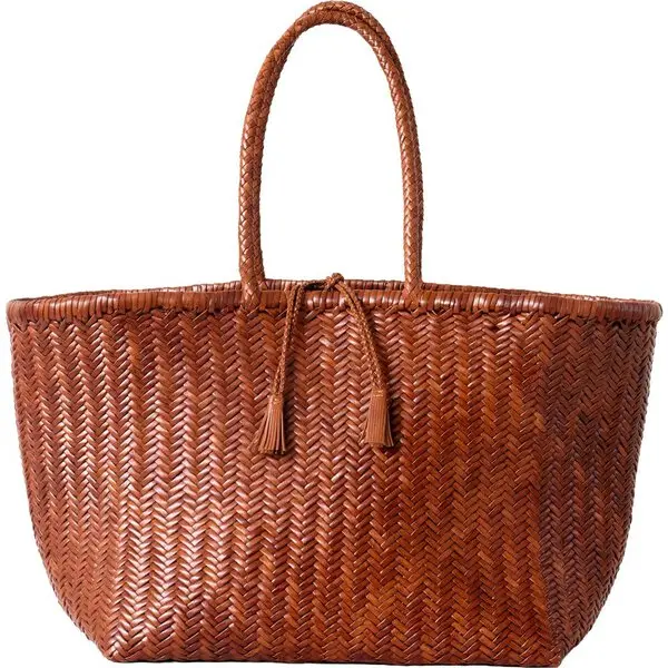 HYER GOODS Leather Mercato Woven Tote