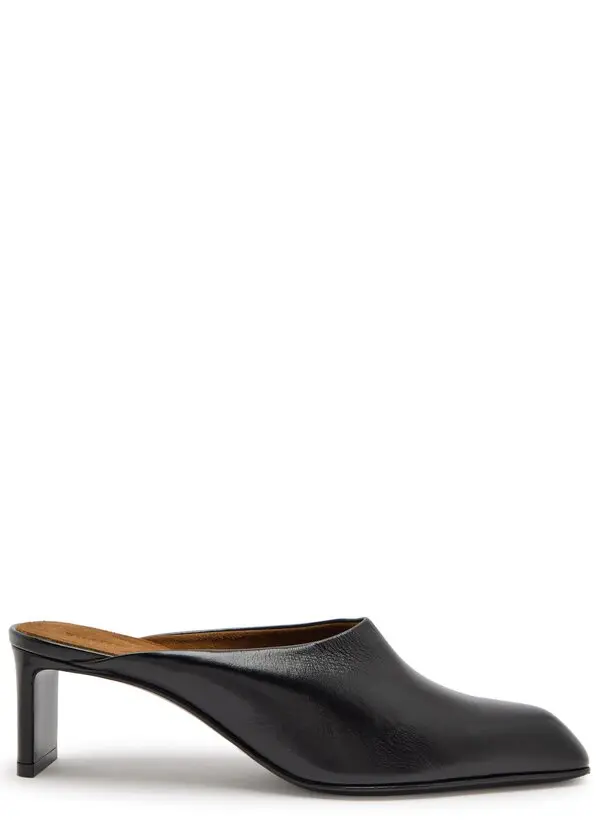 Khaite Colt 50 Glossed Leather Mules - Black