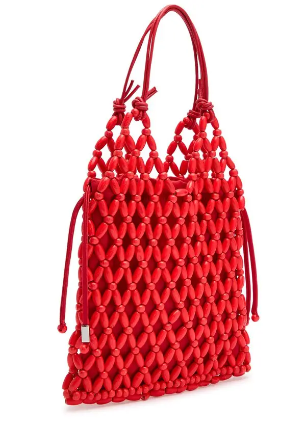 Staud Karla Leather And Wooden-bead Top Handle Bag