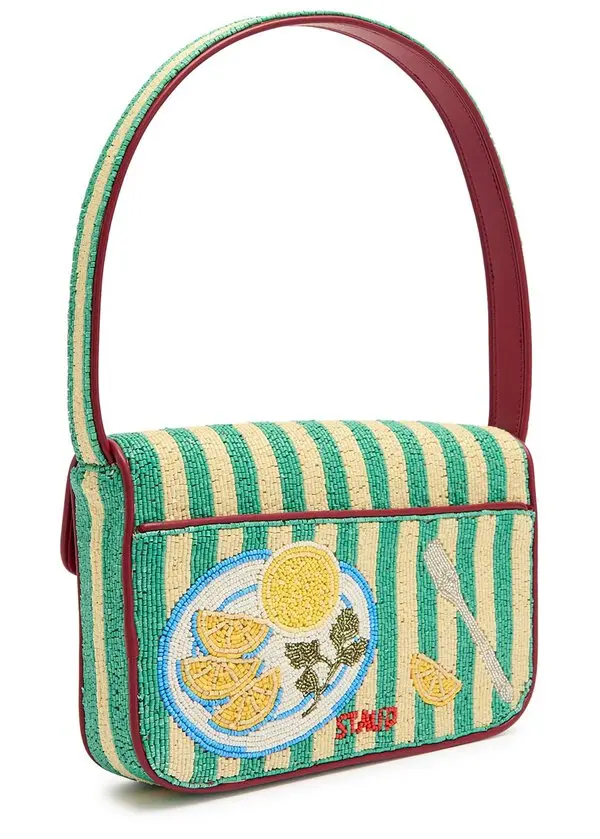 Staud Tommy Beaded Shoulder Bag - Green