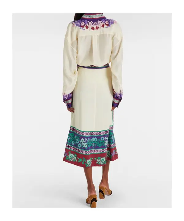 La DoubleJ Santa Monica Printed Satin Midi Skirt