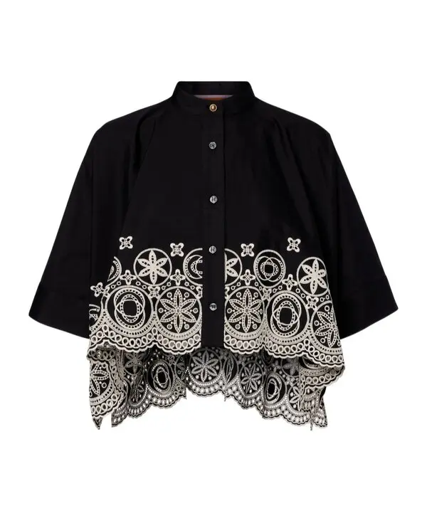 La DoubleJ Embroidered Pattern Short Cotton Cover-up