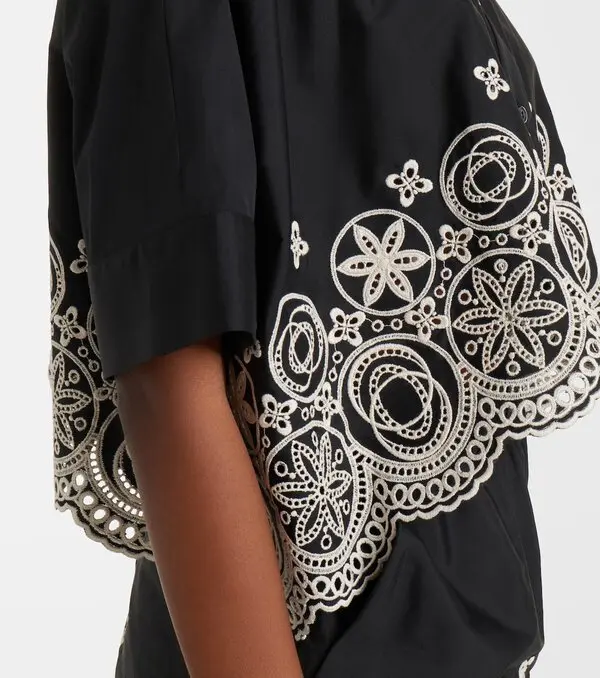 La DoubleJ Embroidered Pattern Short Cotton Cover-up
