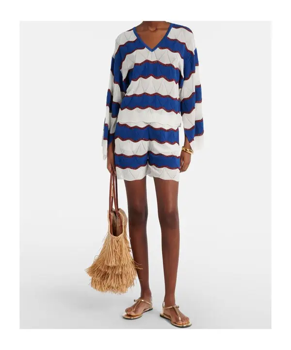 La DoubleJ Hang Ten Striped Cotton-blend Top