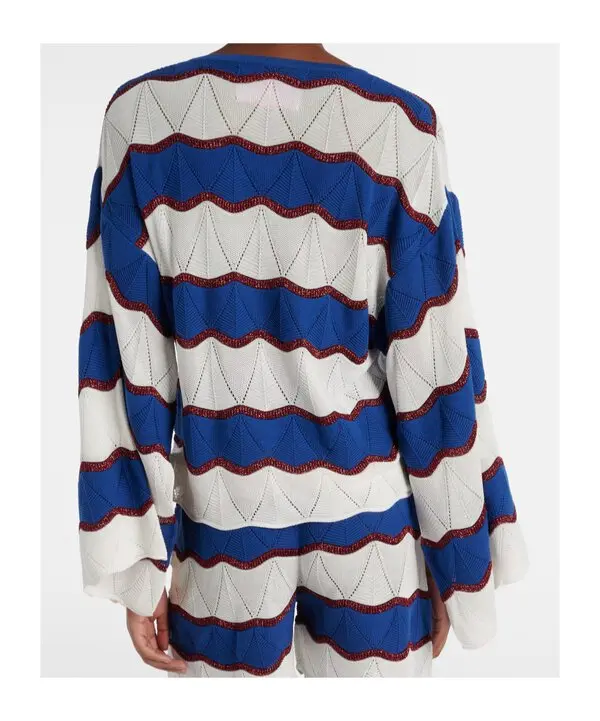 La DoubleJ Hang Ten Striped Cotton-blend Top