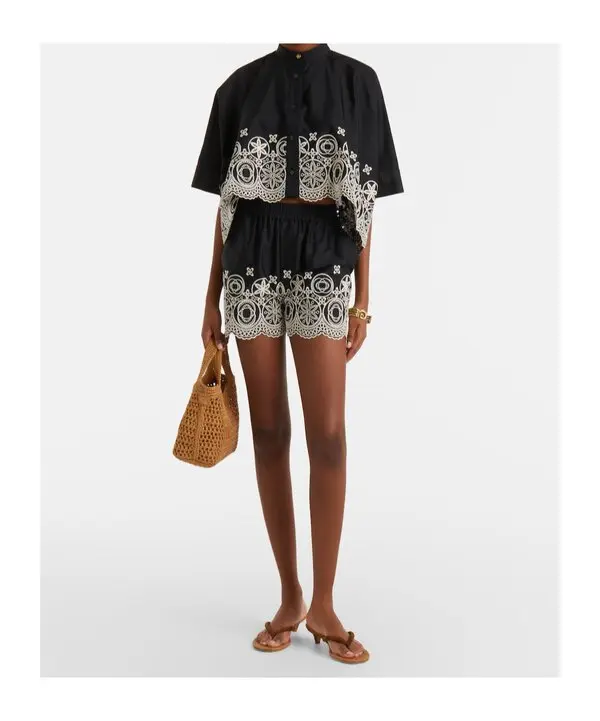 La DoubleJ Embroidered Cotton Shorts